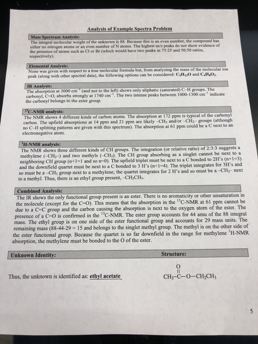 Analysis of Example Spectra Problem Mass Spectrum | Chegg.com