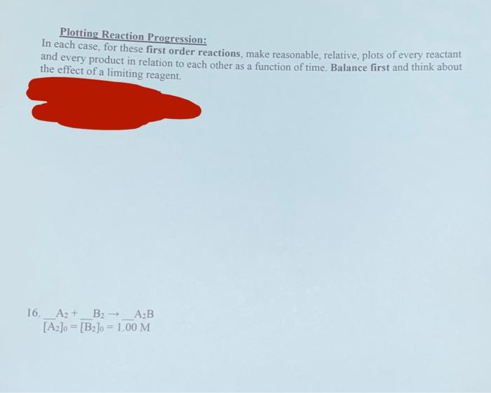 Solved Plotting Reaction Progression: In each case, for | Chegg.com