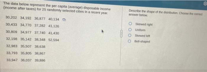 Solved The data below represent the per capita (average) | Chegg.com