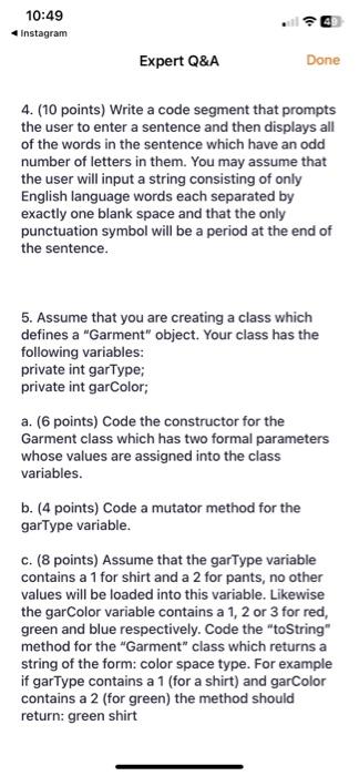 Solved 4. (10 points) Write a code segment that prompts the | Chegg.com