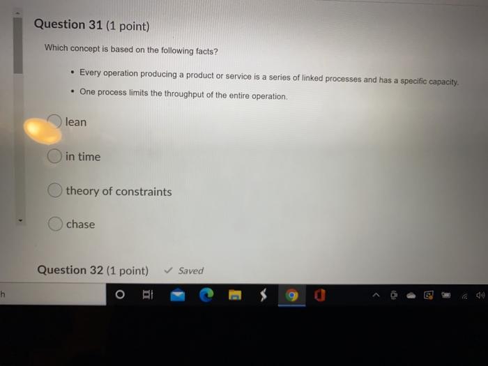 Solved Question 31 (1 point) Which concept is based on the | Chegg.com