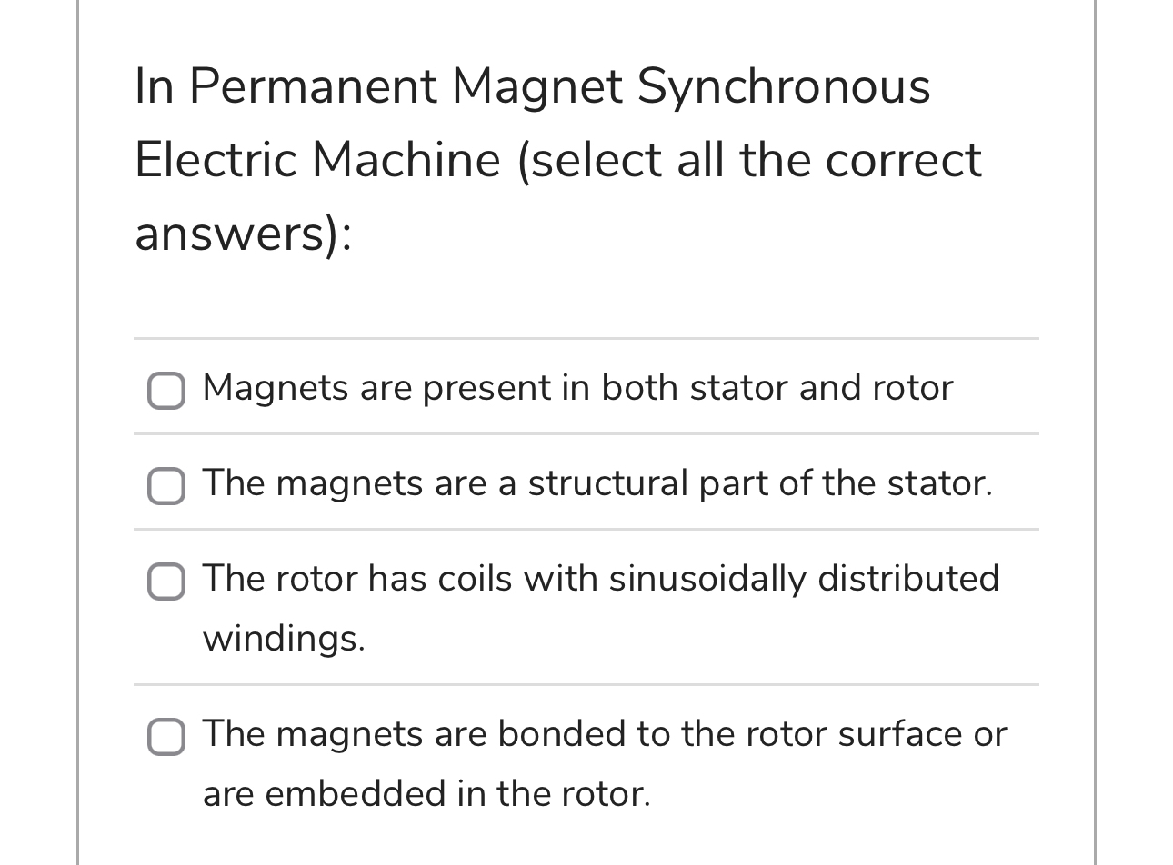 Solved In Permanent Magnet Synchronous Electric Machine | Chegg.com