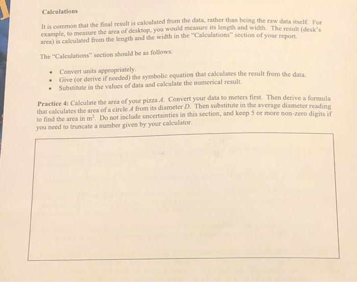 Solved Calculations It is common that the final result is | Chegg.com