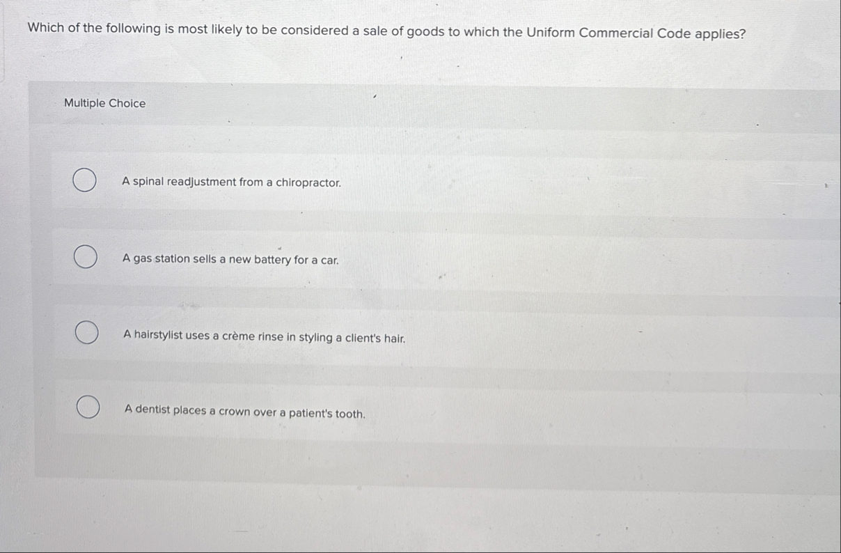 Solved Which of the following is most likely to be | Chegg.com