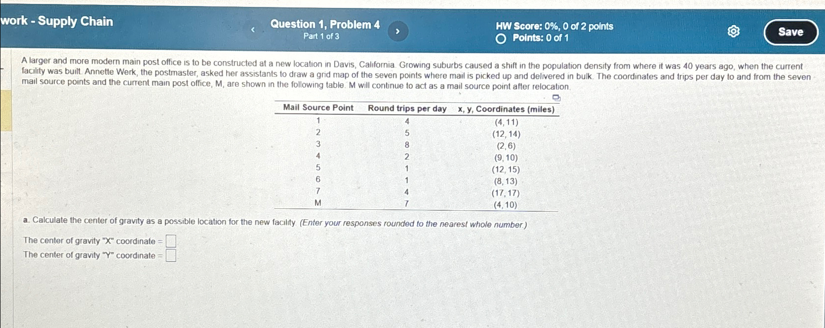 Solved work - ﻿Supply ChainQuestion 1, ﻿Problem 4Part 1 ﻿of | Chegg.com