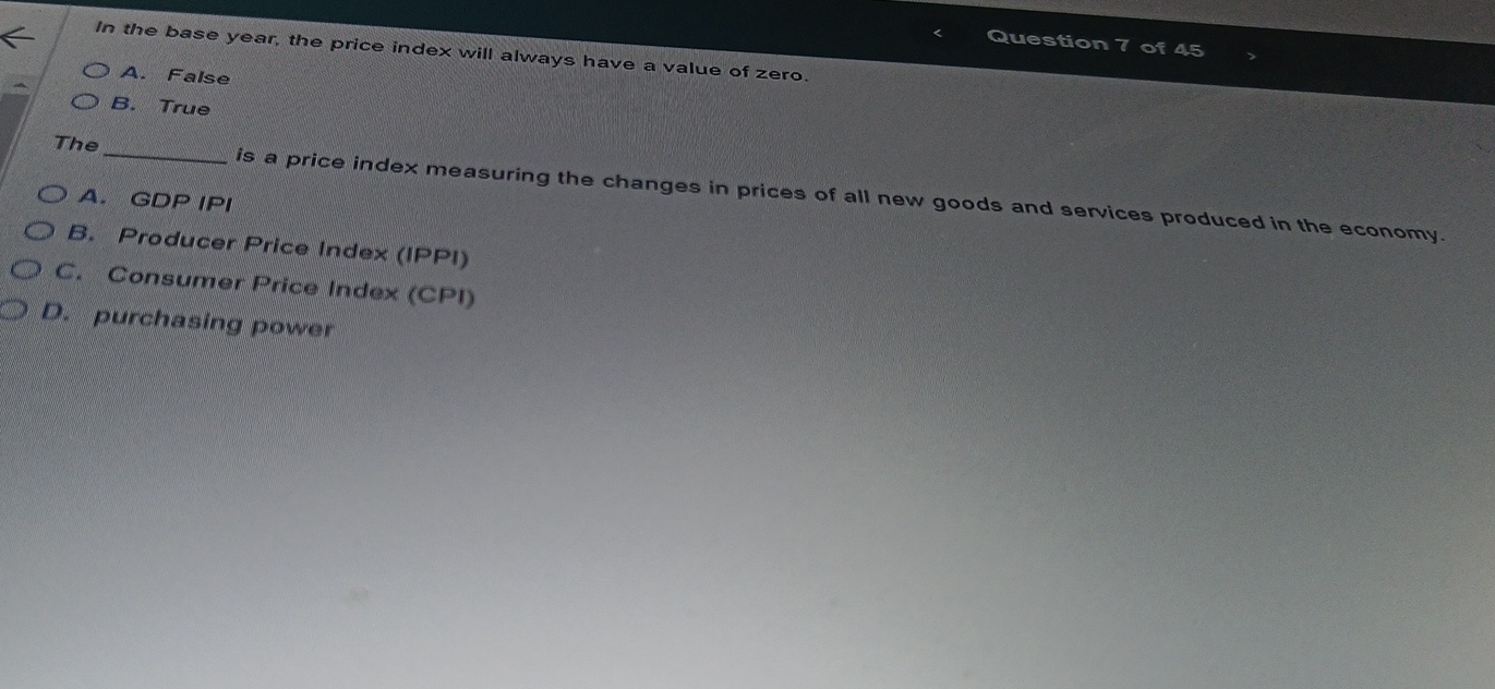 Solved larr In the base year, the price index will always | Chegg.com