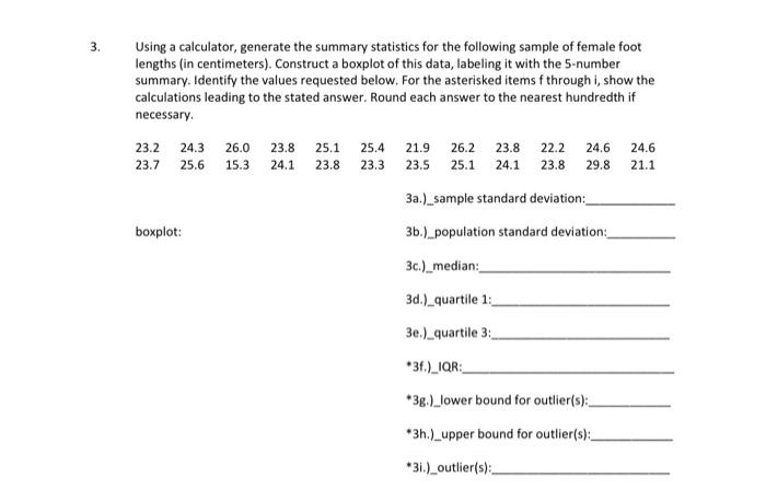 Solved Using a calculator, generate the summary statistics | Chegg.com