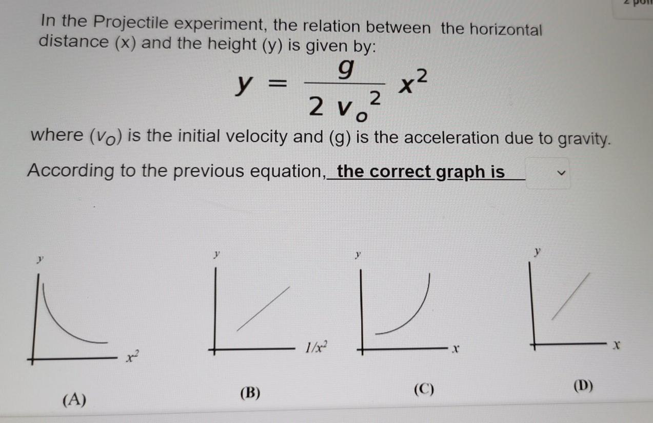 Solved In the Projectile experiment, the relation between | Chegg.com