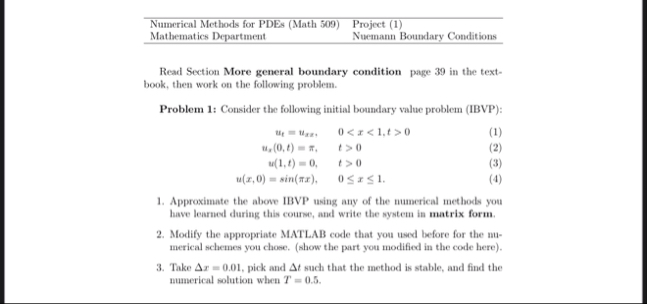 Solved \table[[Numerical Methods for PDEs (Math 509),Project | Chegg.com