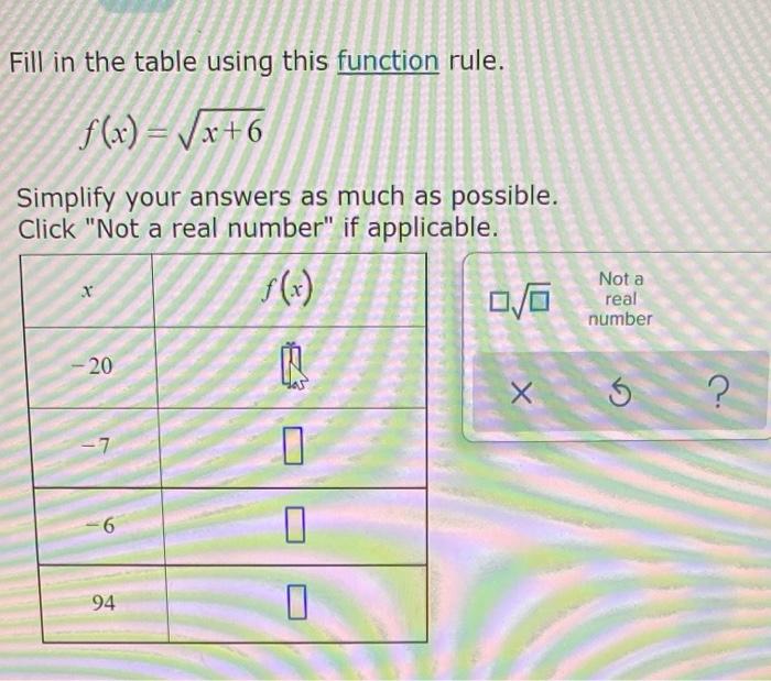 Solved Fill in the table using this function rule. f(x) = | Chegg.com