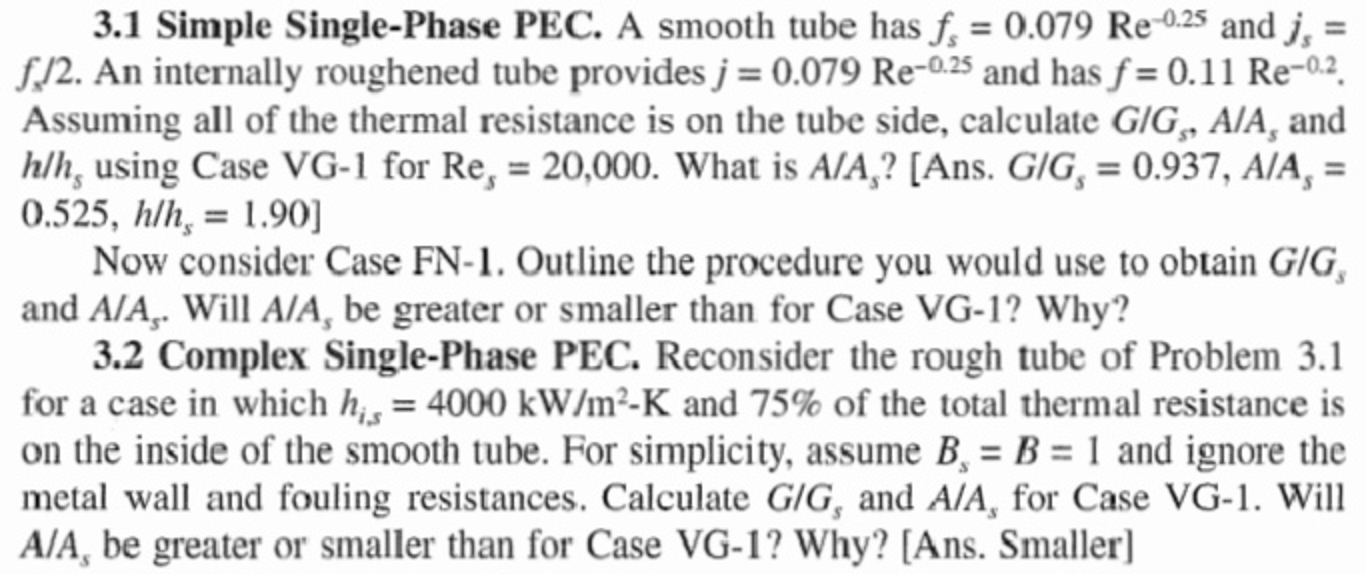 Solved 3.1 ﻿Simple Single-Phase PEC. A smooth tube has | Chegg.com