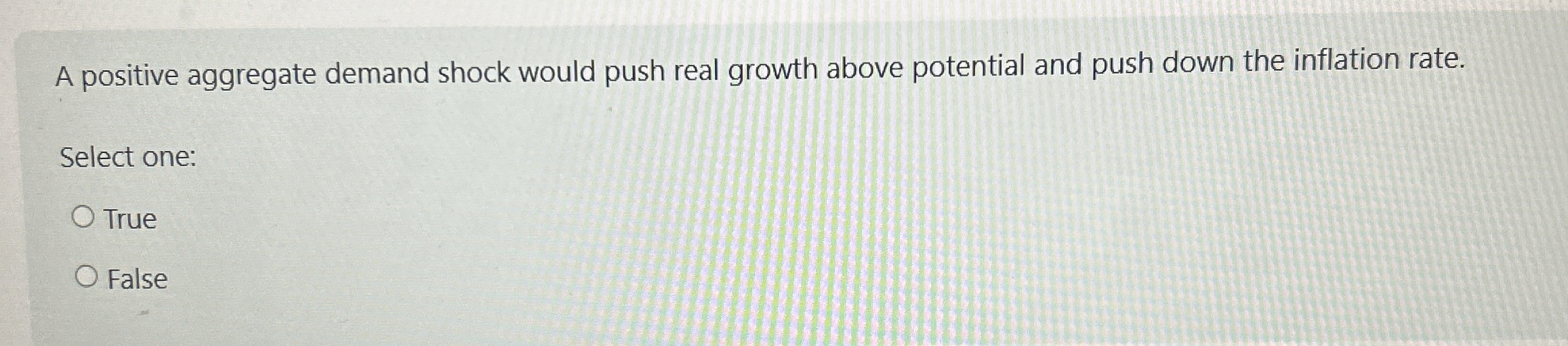 Solved A positive aggregate demand shock would push real | Chegg.com