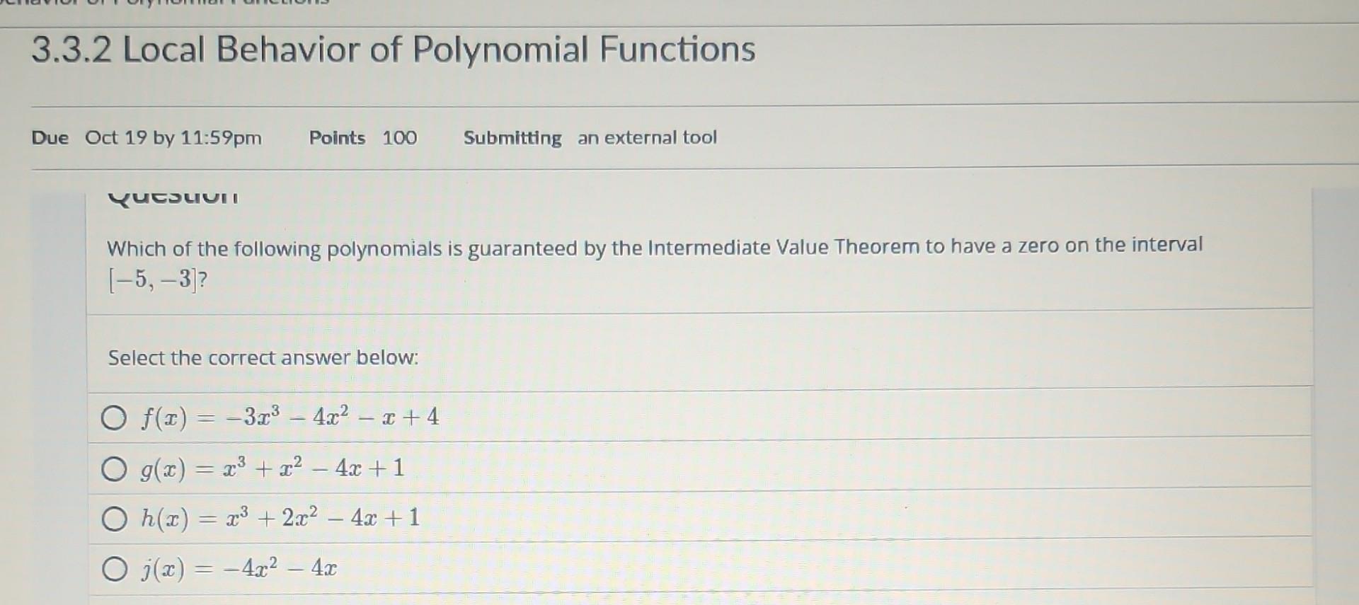 Solved Which of the following polynomials is guaranteed by | Chegg.com