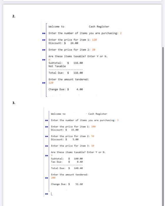 Solved Write a java program that creates a simple cash | Chegg.com