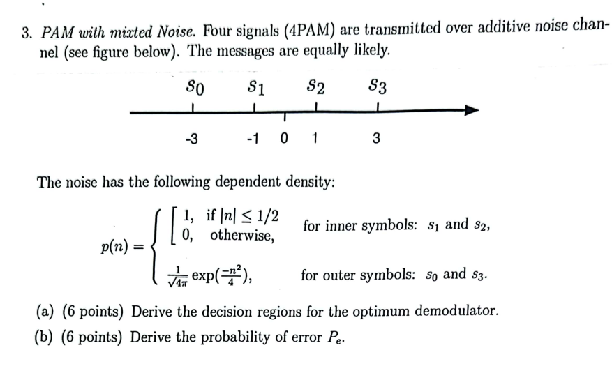 PAM with mixted Noise. Four signals (4PAM) ﻿are | Chegg.com