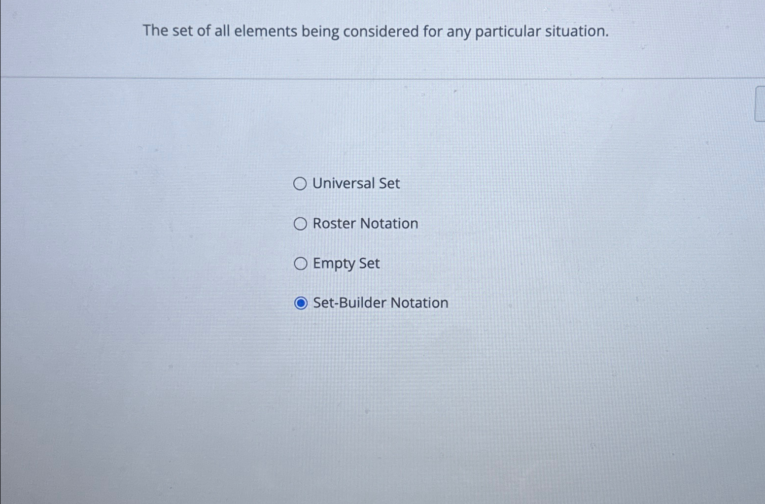 Solved The set of all elements being considered for any | Chegg.com