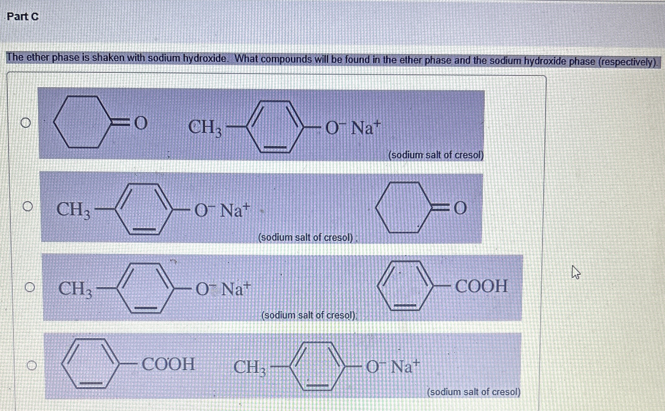 Solved Part CThe ether phase is shaken with sodium | Chegg.com
