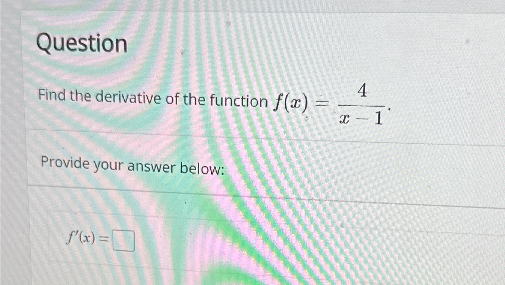 Solved QuestionFind the derivative of the function | Chegg.com