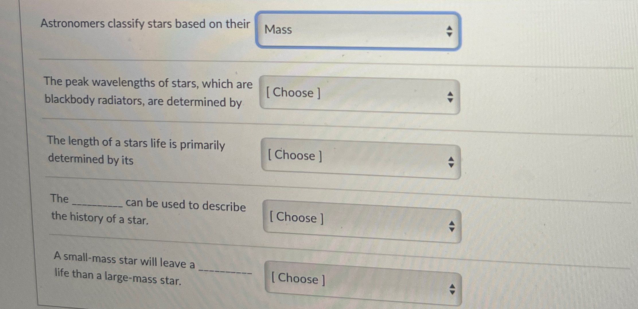 Solved Astronomers classify stars based on theirThe peak | Chegg.com