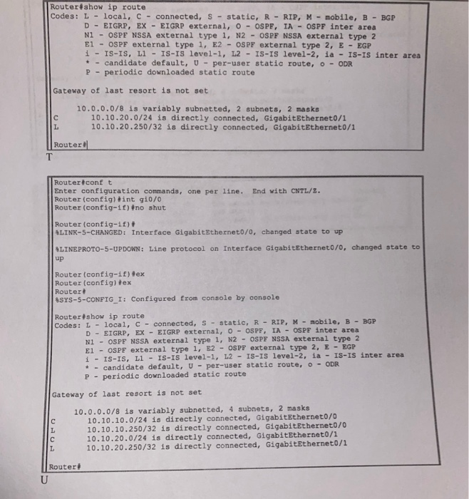 Router#show ip route Codes: L- local, C - connected, | Chegg.com