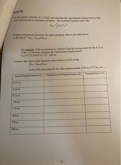 Solved The following table is a record of the displacement | Chegg.com