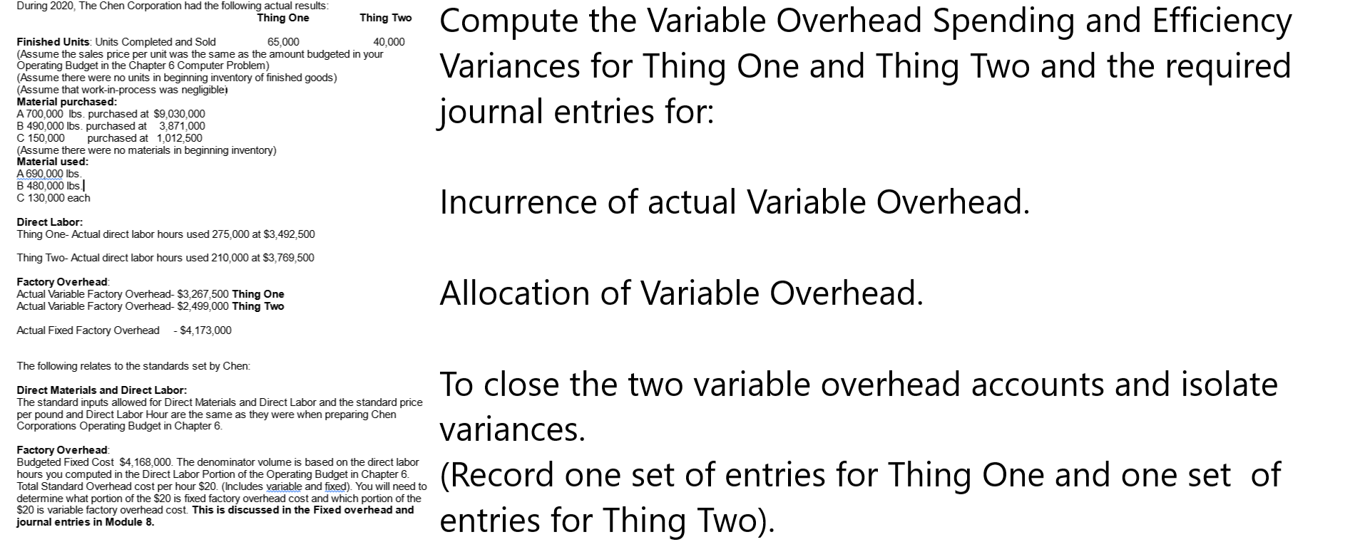 Solved Compute the Variable Overhead Spending and | Chegg.com