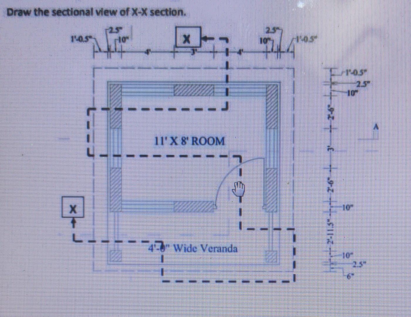 Solved Draw the sectional view of X-X section. 1405 X 2.3 10 | Chegg.com