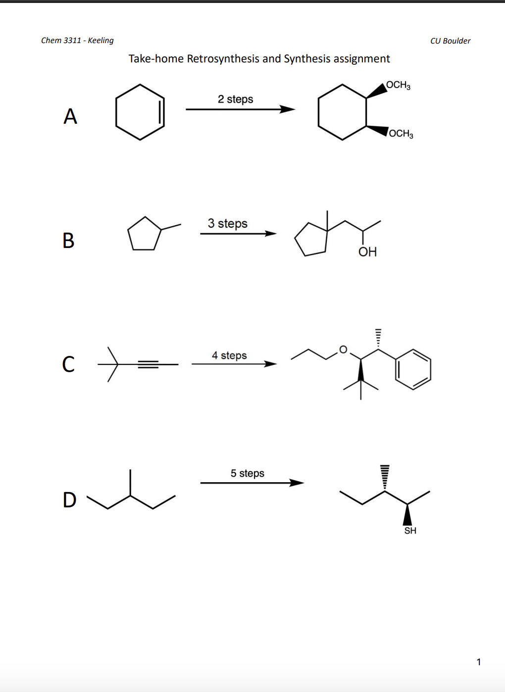 Solved Take-home Retrosynthesis and Synthesis | Chegg.com