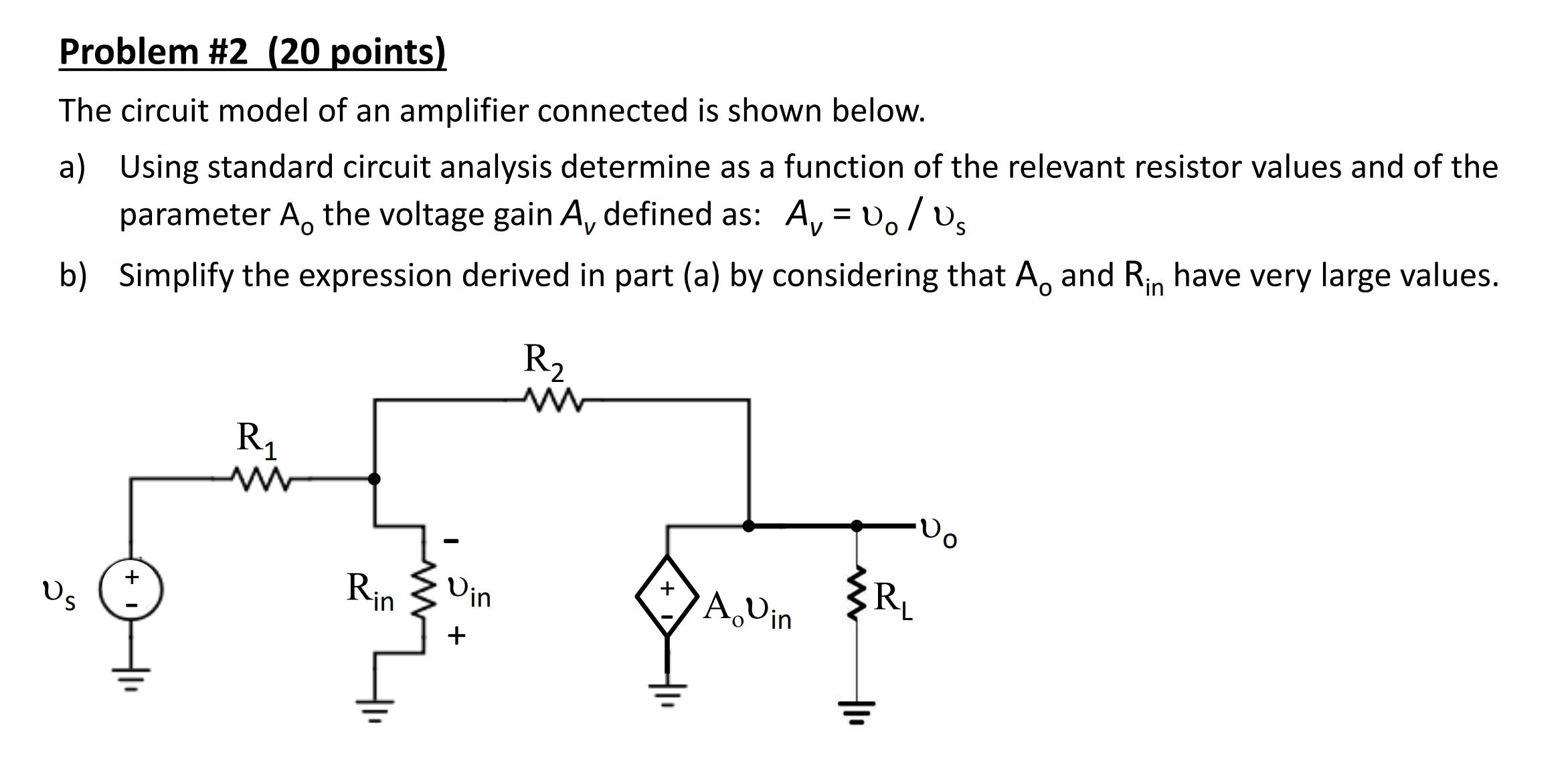 Solved Problem #2 (20 ﻿points)The circuit model of an | Chegg.com