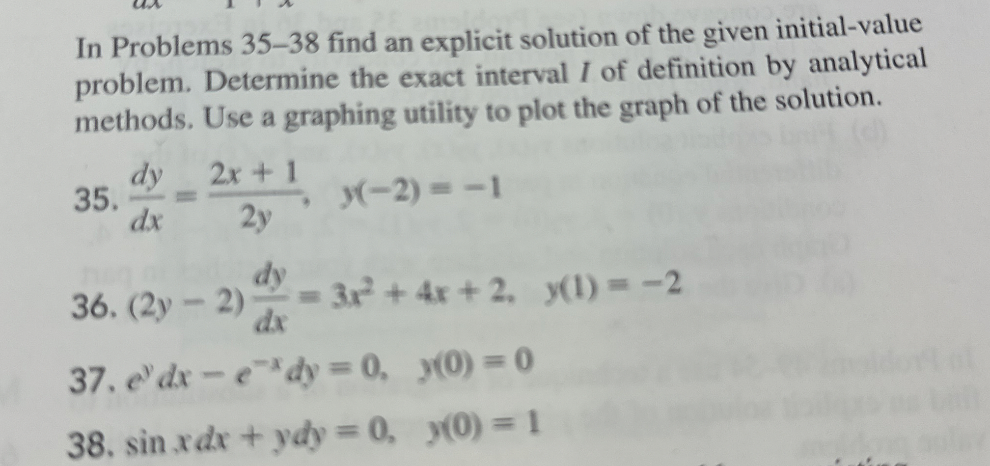 Solved In Problems 35-38 ﻿find an explicit solution of the | Chegg.com