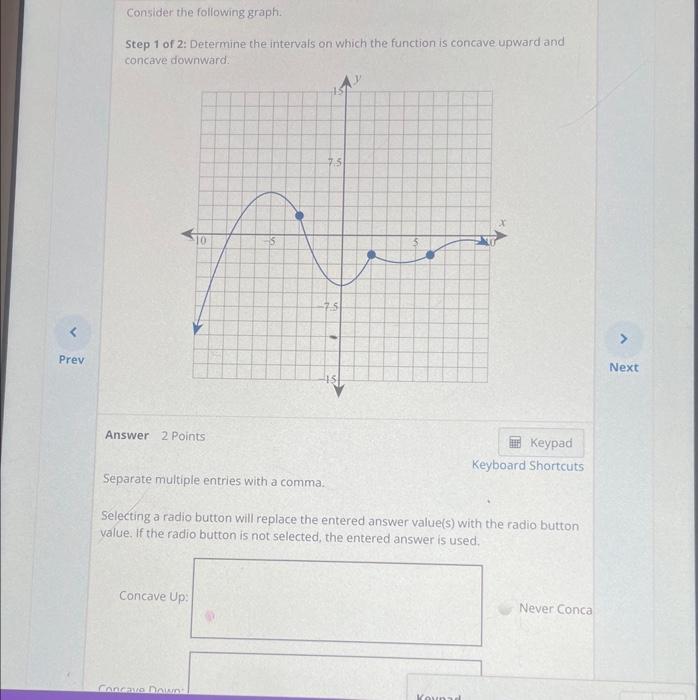 Solved Consider the following graph. Step 1 of 2: Determine | Chegg.com