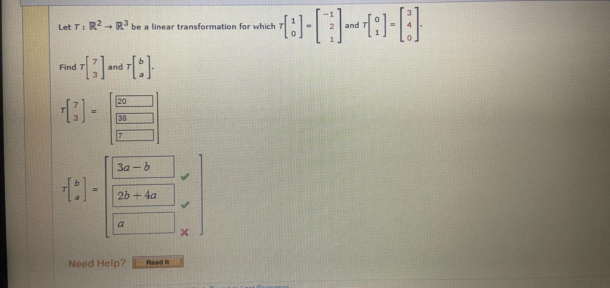 Solved Let T:R2→R3 ﻿be a linear transformation for which | Chegg.com