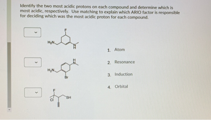 Solved Identify the two most acidic protons on each compound | Chegg.com