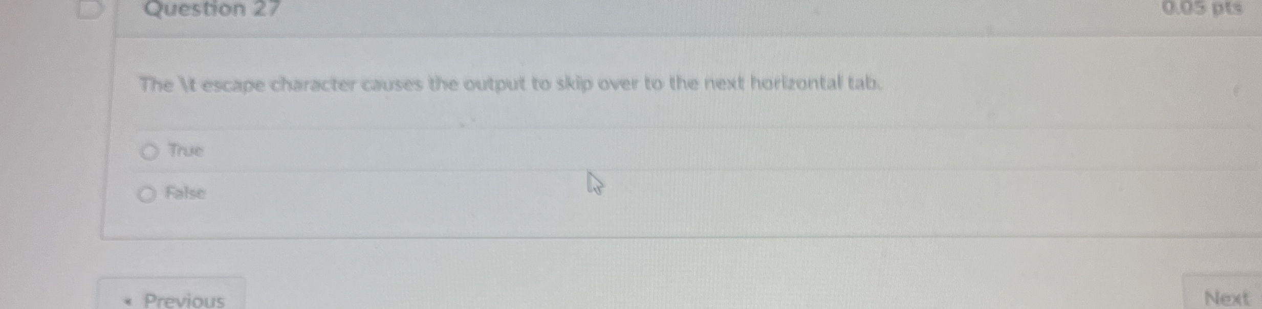 Solved Question 27The It escape character causes the output | Chegg.com