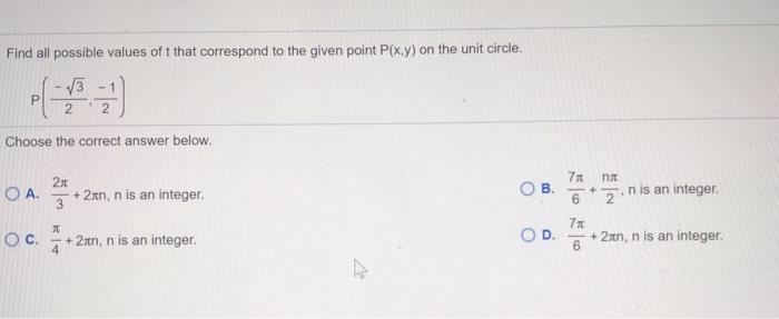 Solved Find all possible values of t that correspond to the | Chegg.com