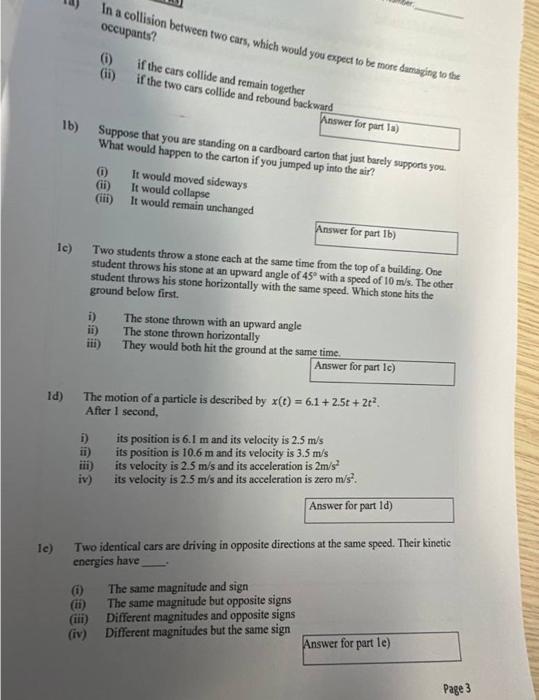 Solved Ib) Suppose that you are standing on a cardboard | Chegg.com