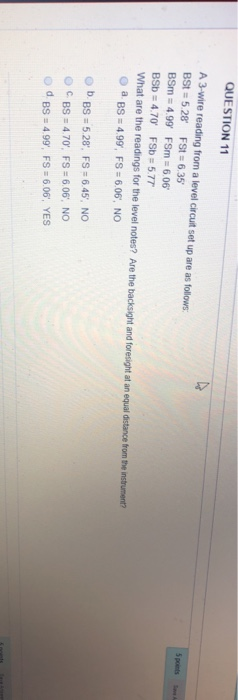 Solved QUESTION 11 A 3-wire reading from a level circuit set | Chegg.com