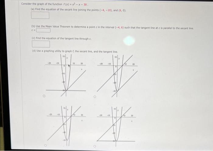 Solved sider the graph of the function f(x)=x2−x−30 (a) Find | Chegg.com