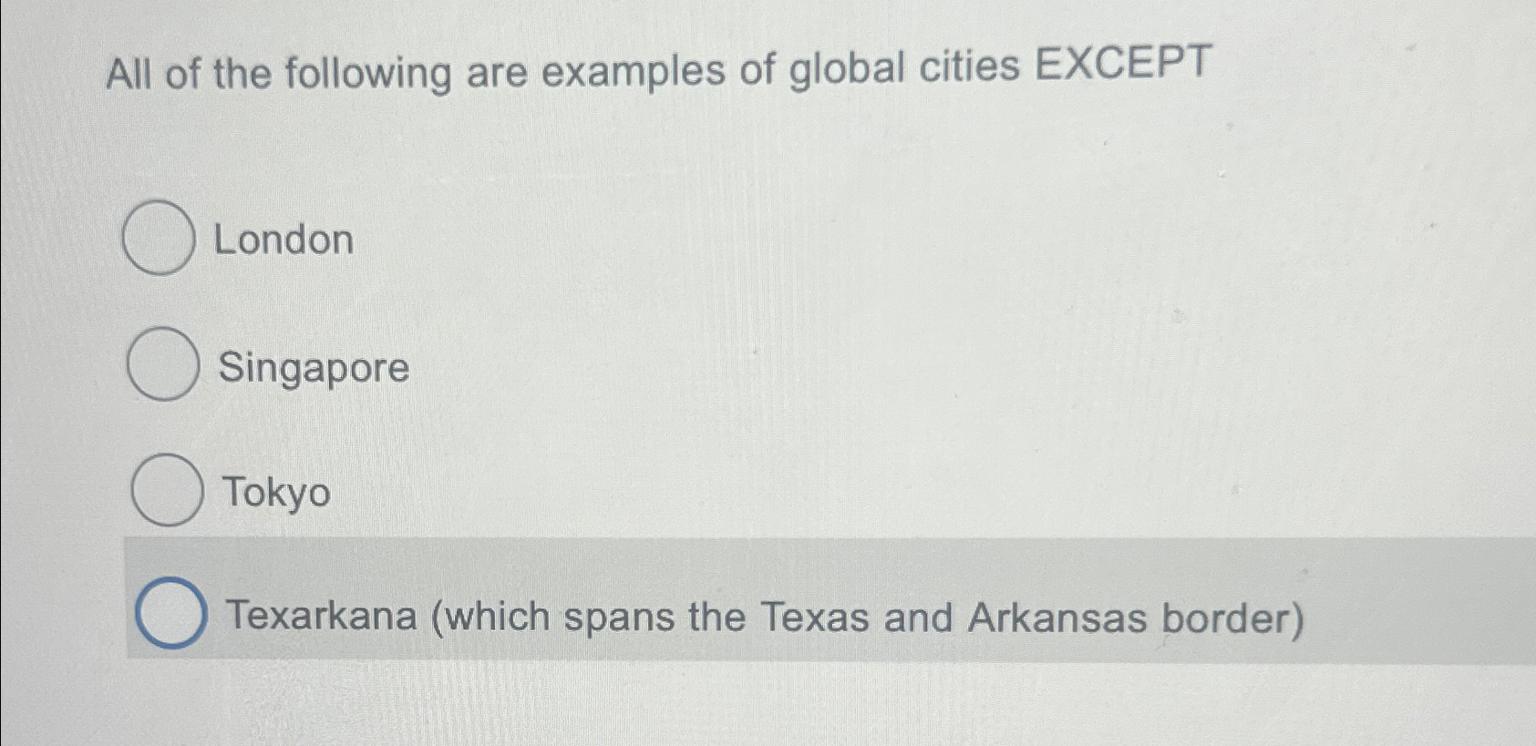 Solved All of the following are examples of global cities | Chegg.com
