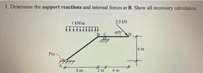 Solved 1. Determine the support reactions and internal | Chegg.com