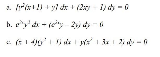Solved Investigate the following exact or non-exact | Chegg.com