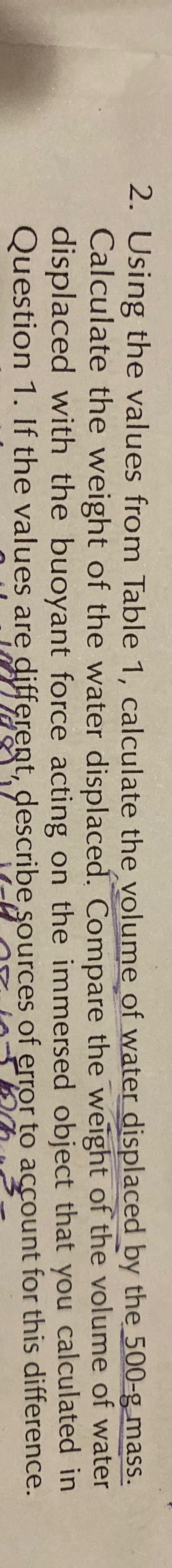 Solved Using the values from Table 1, ﻿calculate the volume | Chegg.com