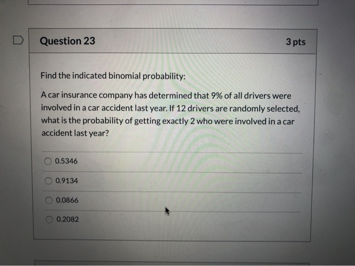 Solved Question 23 3 pts Find the indicated binomial | Chegg.com