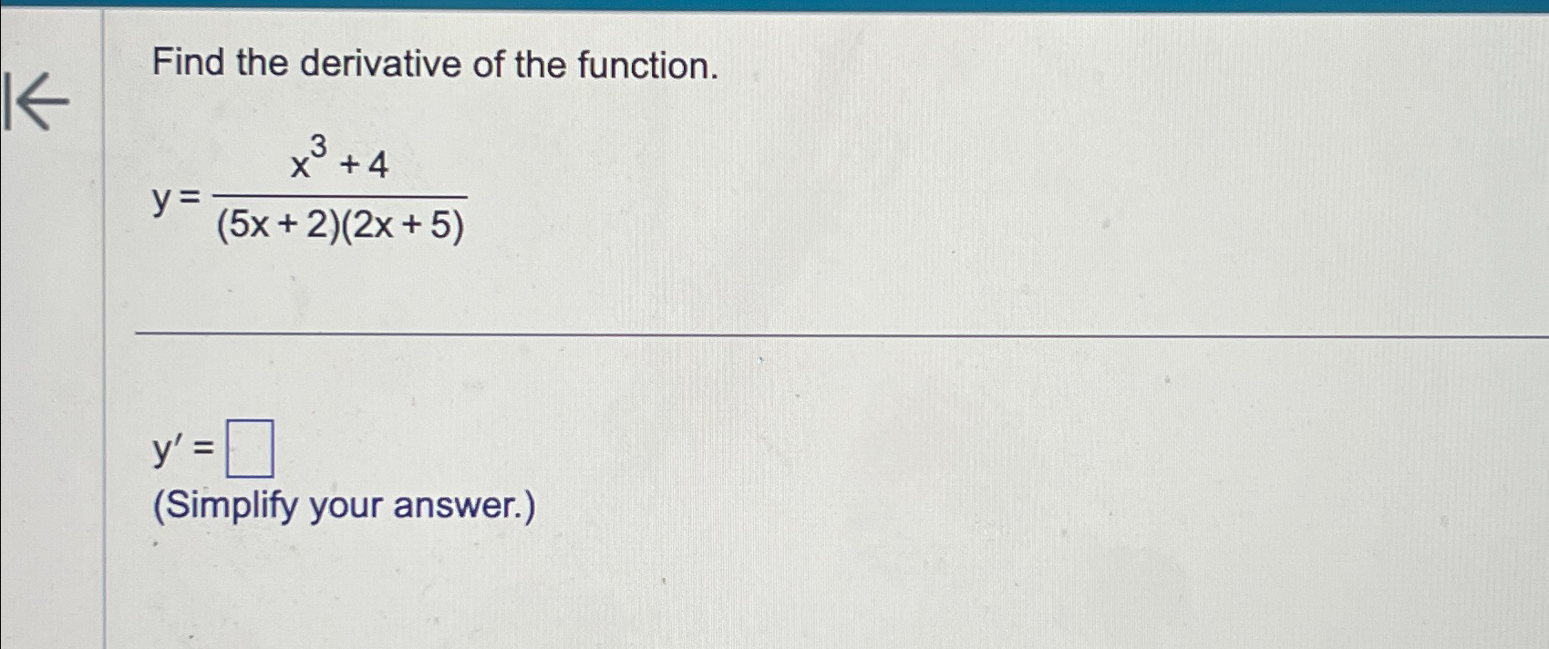 Solved Find the derivative of the | Chegg.com