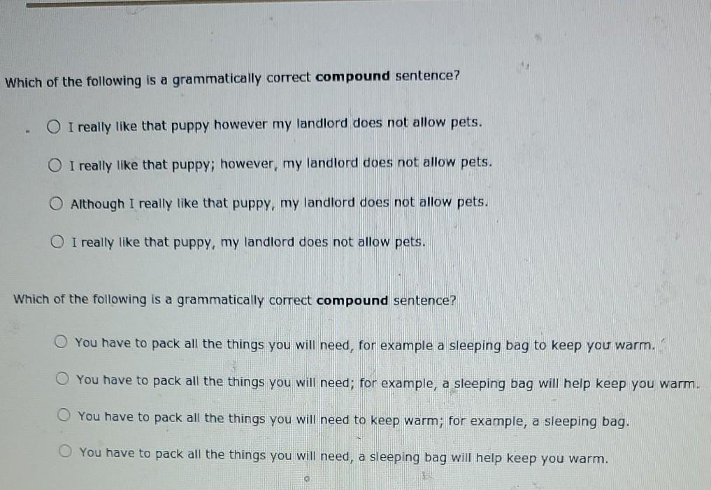 Solved Which of the following is a grammatically correct | Chegg.com