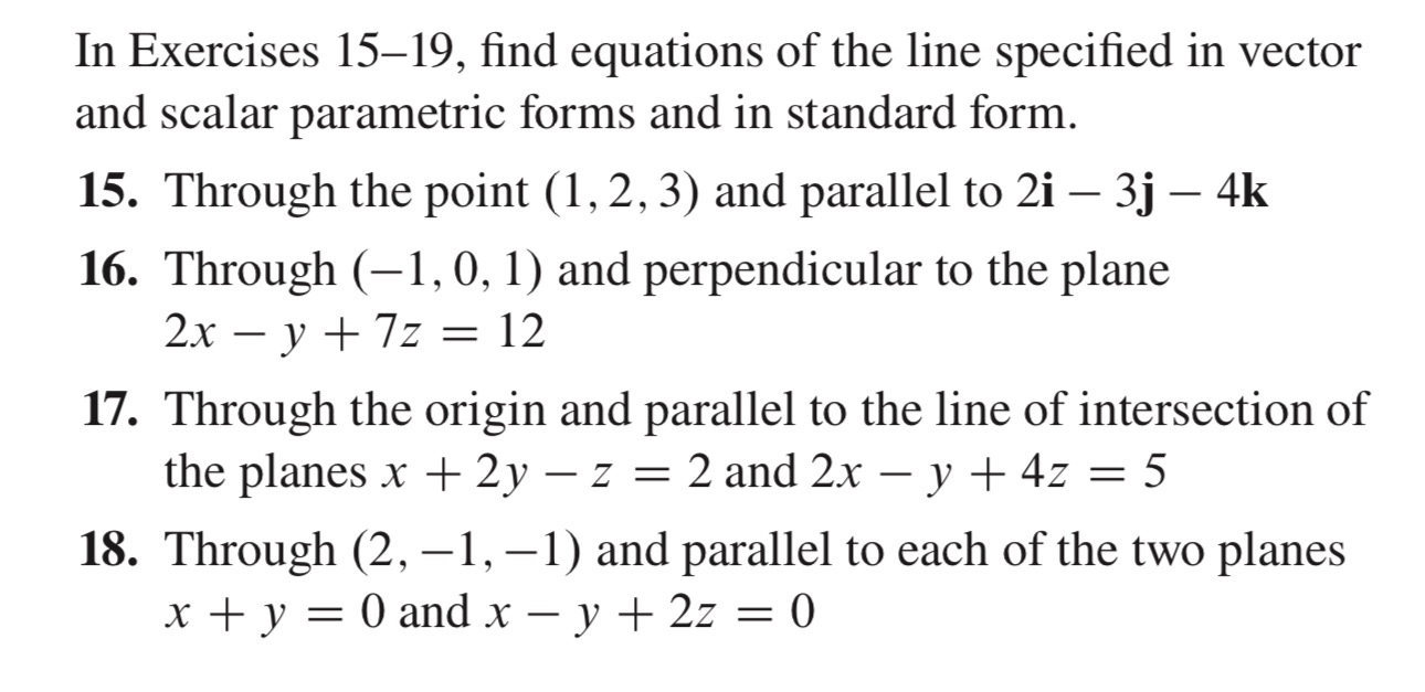 Solved In Exercises 15-19, ﻿find equations of the line | Chegg.com