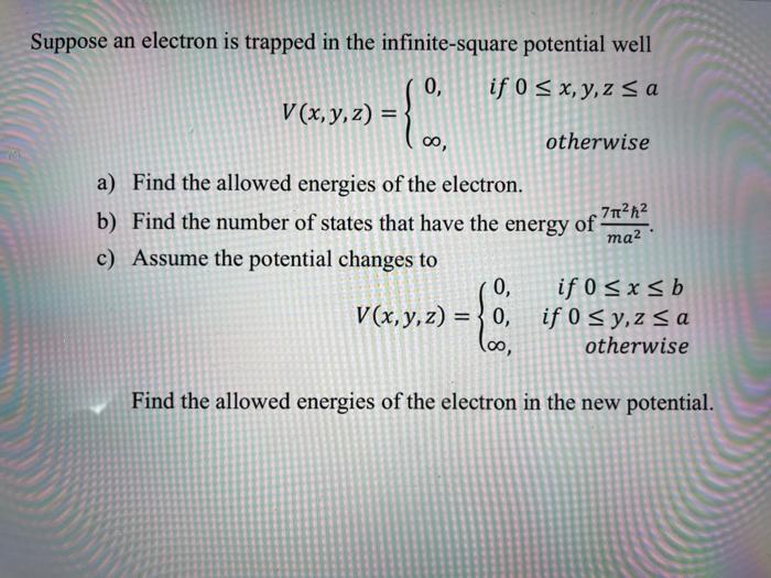 Solved Suppose an electron is trapped in the infinite-square | Chegg.com