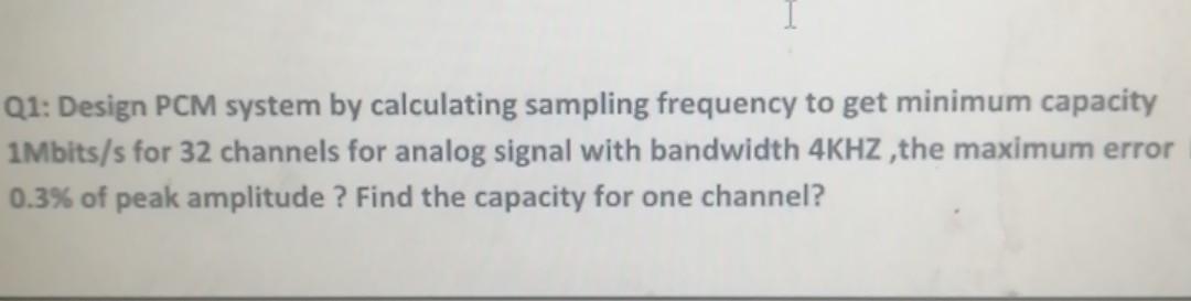 Solved Q1: Design PCM system by calculating sampling | Chegg.com
