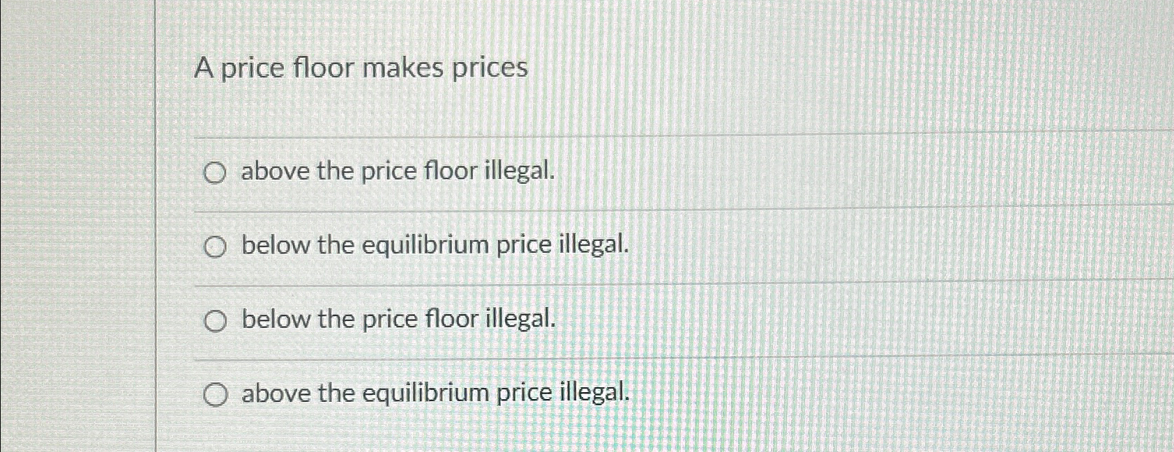 Solved A price floor makes pricesabove the price floor | Chegg.com