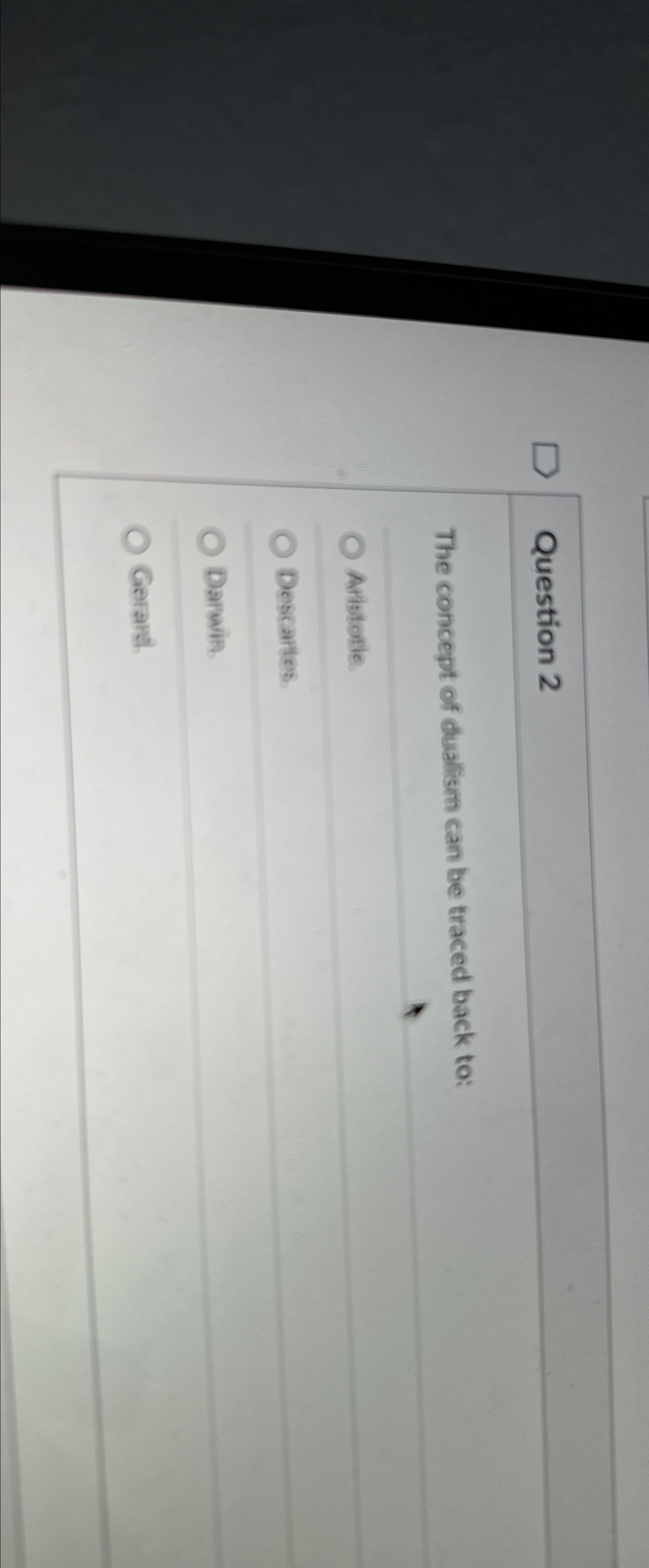 Solved Question 2The concept of dualism can be traced back | Chegg.com